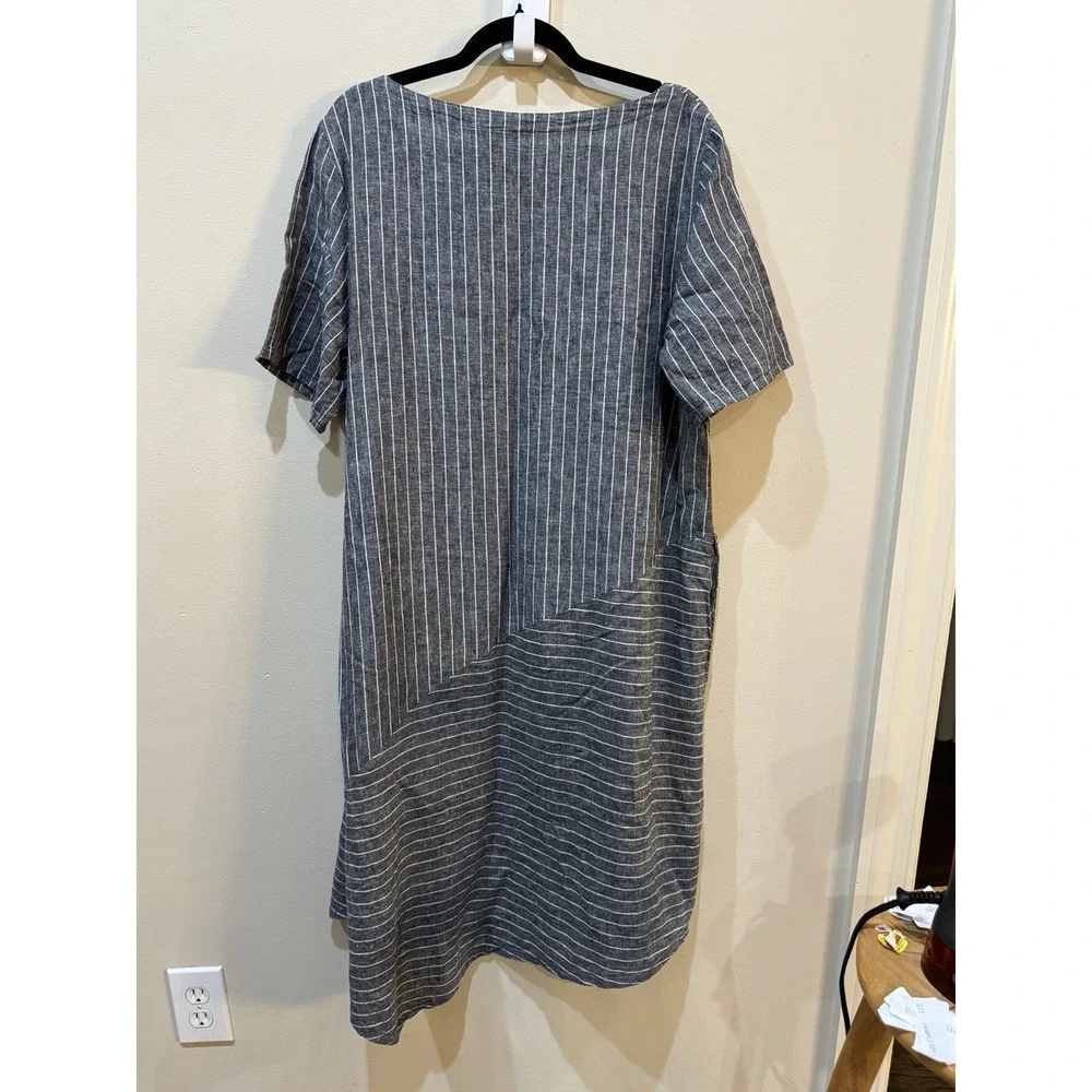 Lisa Bayne | Dresses | Lisa Bayne Striped Cotton Linen Midi Dress ...